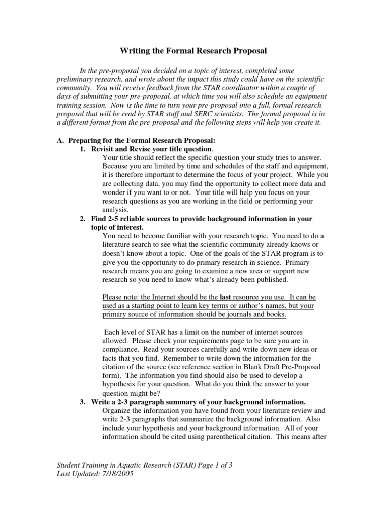 Writing The Formal Research Proposal | PDF | Citation | Science