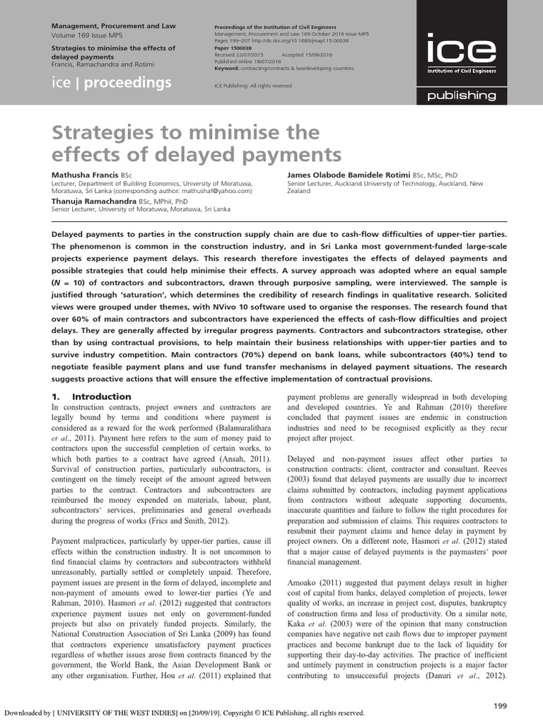 Strategies To Minimise The Effects of Delayed Payments | PDF | Supply ...