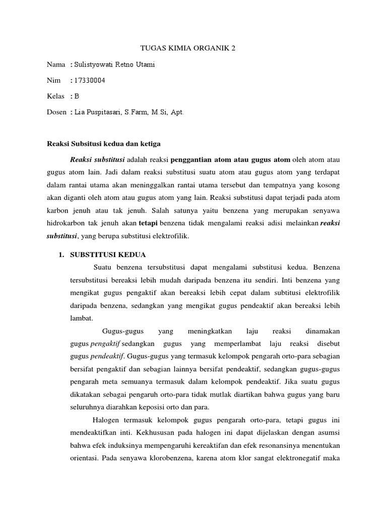 Sulistyowati Retno Utami - Tugas 1 - Kimia Organik 2 | PDF Sulistyowati Retno Utami - Tugas 1 - Kimia Organik 2 | PDF