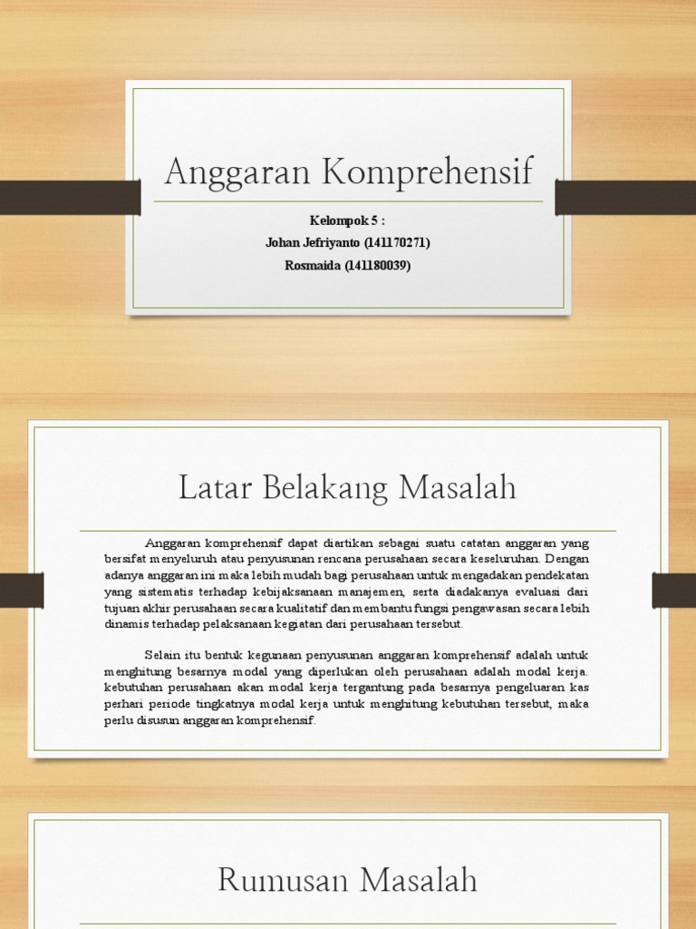 PPT. Anggaran Komprehensif | PDF