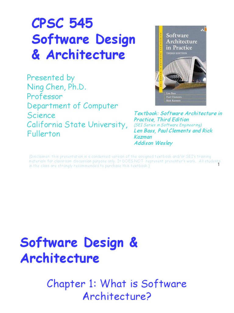 CPSC 545 Software Design & Architecture | PDF | Science | Computing And Information Technology