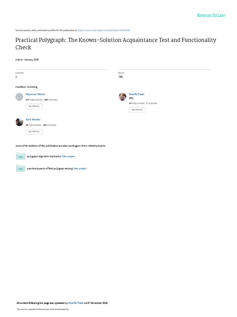 Nelson Prado Blalock Handler 2018 A CQ T | PDF | Polygraph | Deception