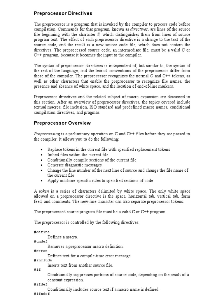 Pre Processor Directives | PDF | Parameter (Computer Programming) | C ...