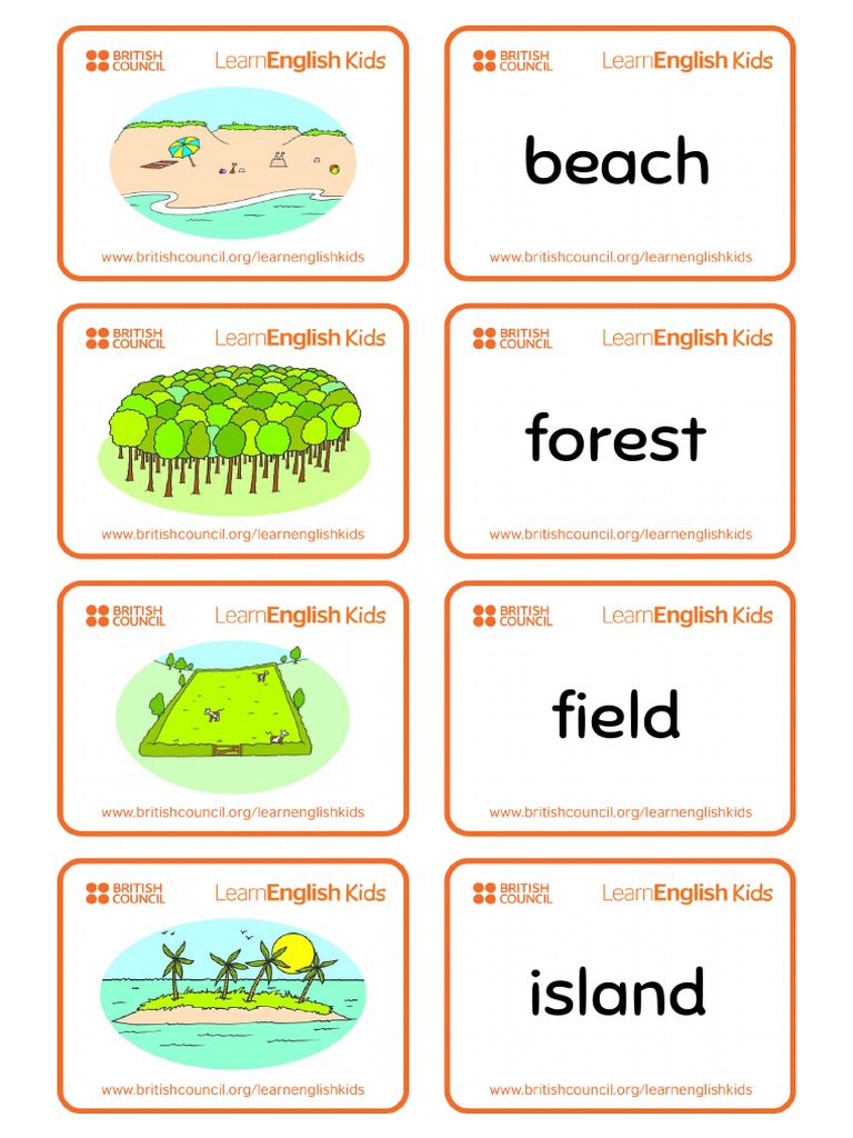 Flashcards Places in Nature | PDF