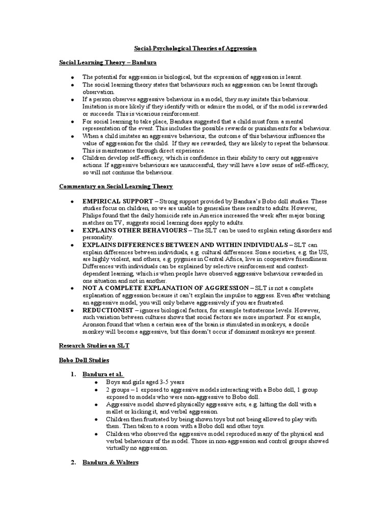 Theories of Aggression | PDF | Aggression | Empathy