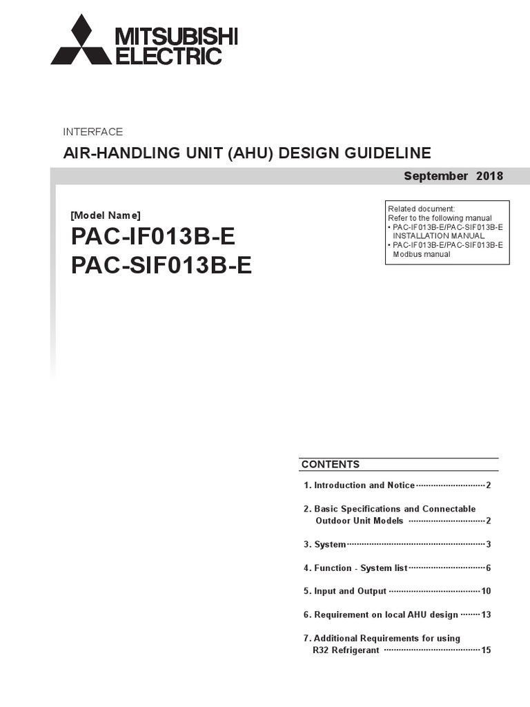 AHU Design Guidelines for PAC-IF013B-E | PDF | Air Conditioning ...