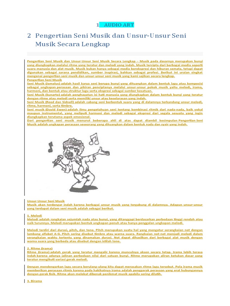 2 Pengertian Seni Musik Dan Unsur-Unsur Seni Musik Secara Lengkap | PDF