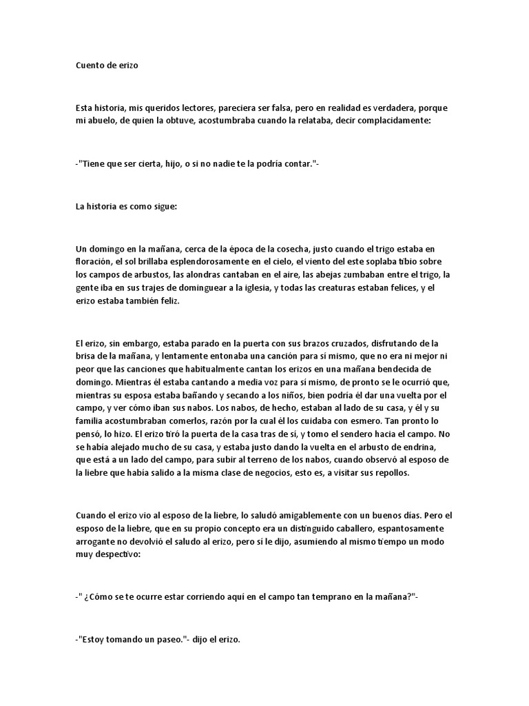 Cuento de Erizo | PDF