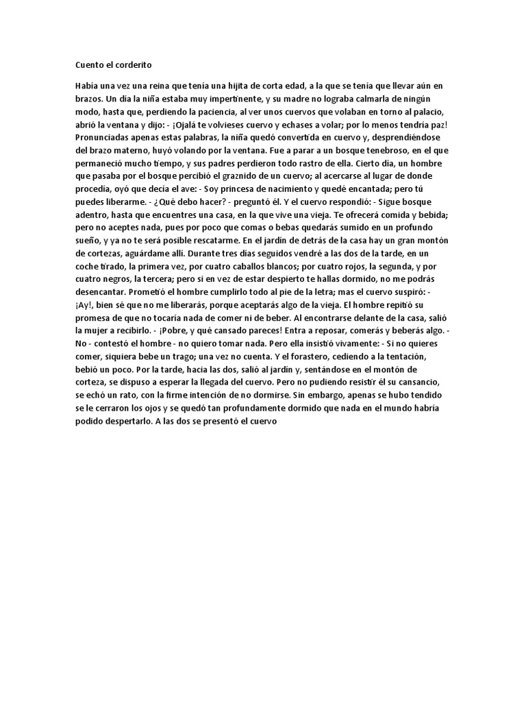 Cuento El Corderito | PDF