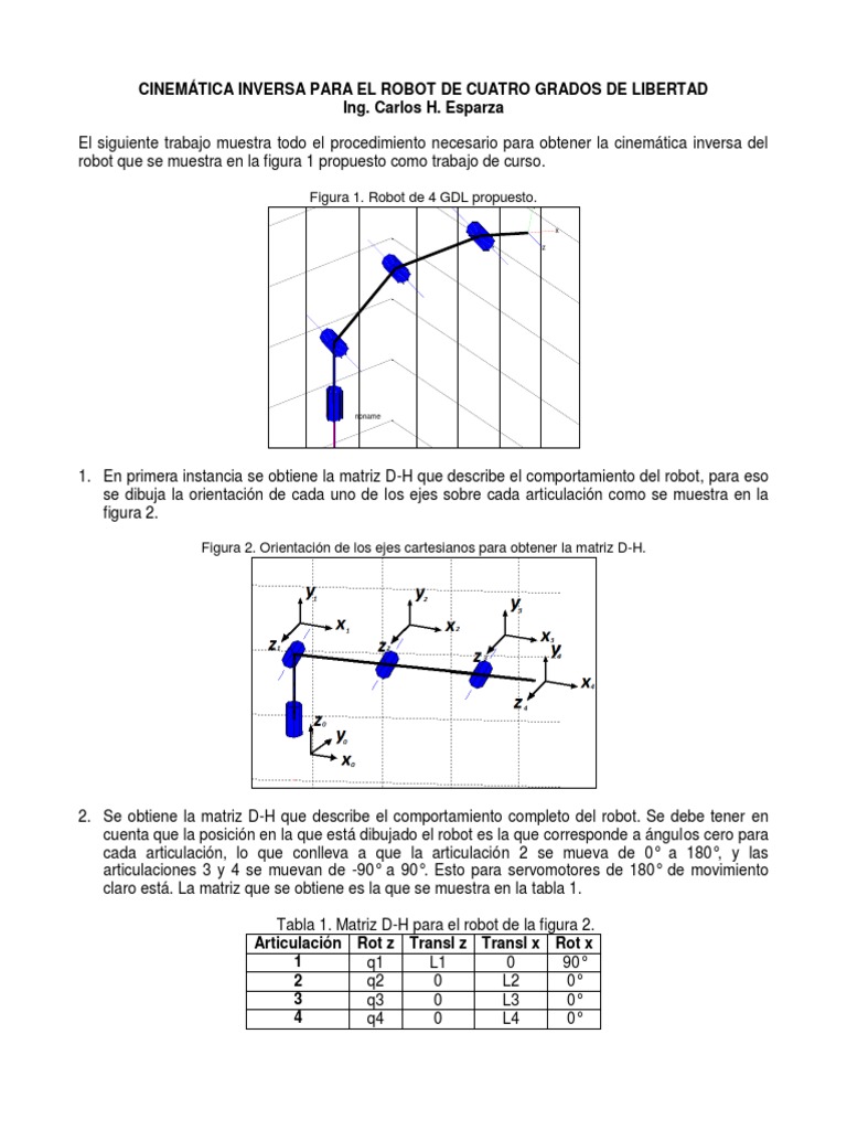 Cinemática Inversa Robot 4 GDL | PDF | Geometria plana) | Matriz (Matemáticas)