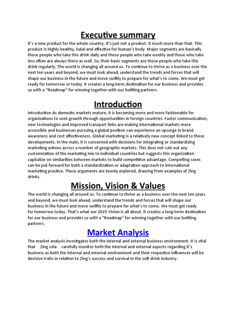 Executive Summary: Market Analysis | PDF | Pricing | Marketing
