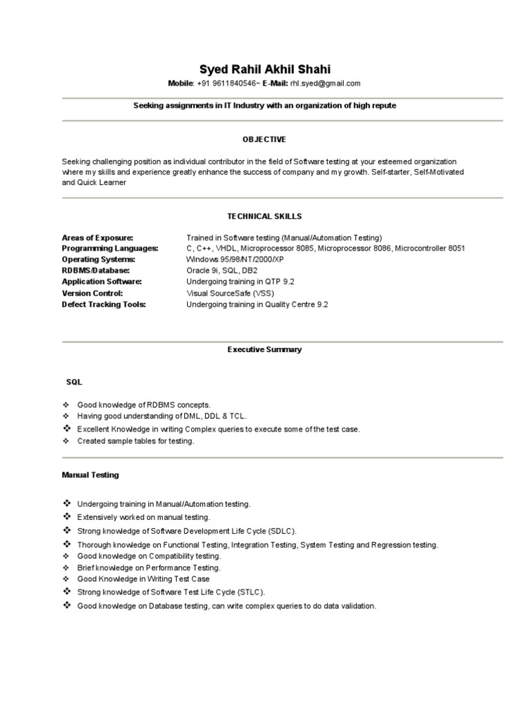 Syed Rahil CV | PDF | Software Testing | Databases
