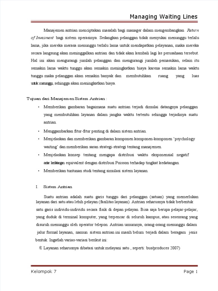 PDF Managing Waiting Lines | PDF
