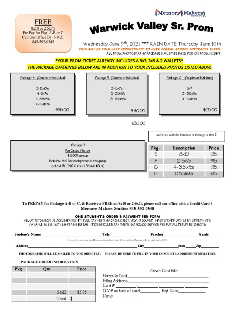 Prom Photo Package Options | PDF | Visa Inc. | Credit Card