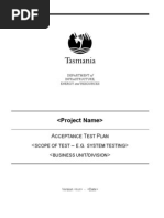 Acceptance Test Plan Template | PDF | Computing | Computer Engineering