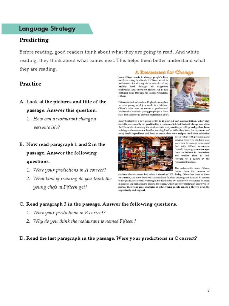 Week 1 - Advanced Reading Level 2B (E4-5) - Part2 | PDF | Restaurants ...