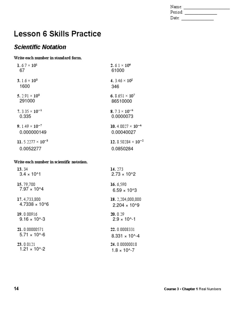 1.6 SP Sci-Notation | PDF | Teaching Methods & Materials | Art