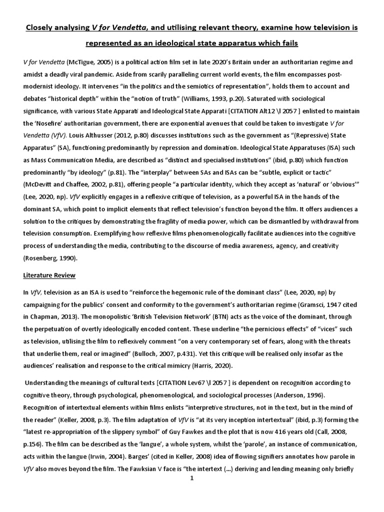 Television as Ideological Apparatus in VfV | PDF | Intertextuality ...
