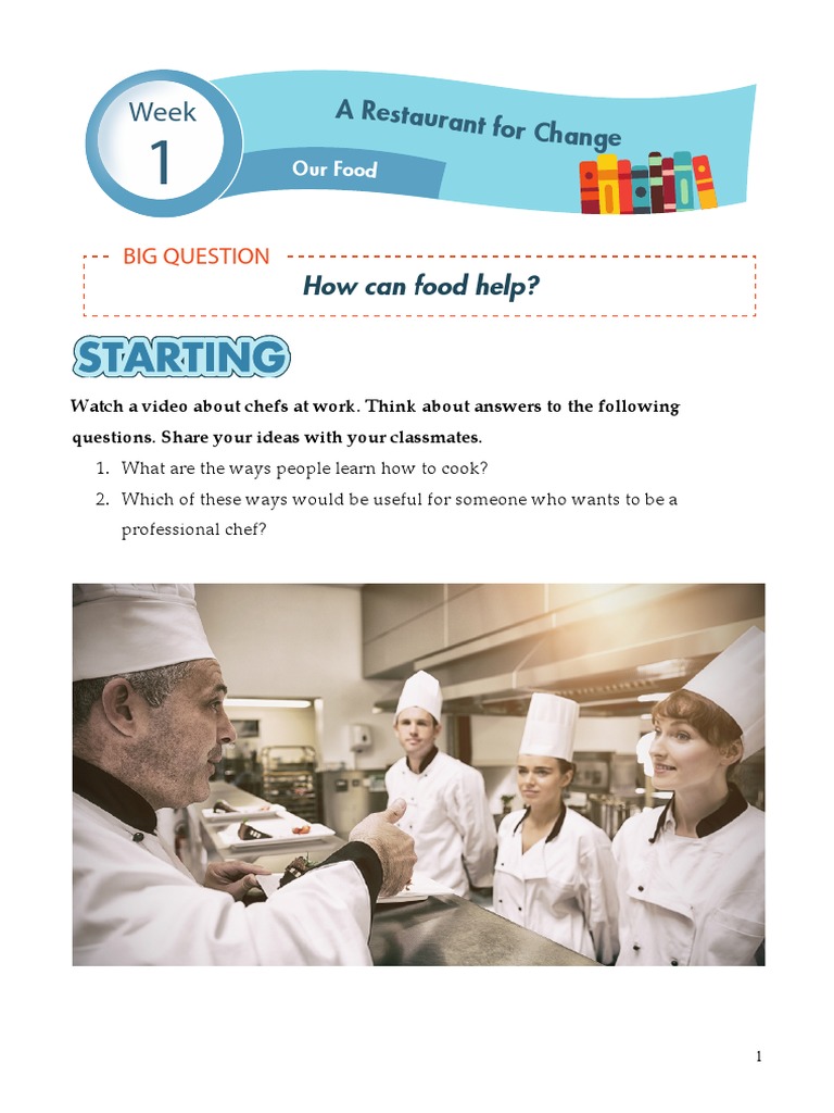 Week 1 - Advanced Reading Level 2B (E4-5) | PDF | Chef | Restaurants