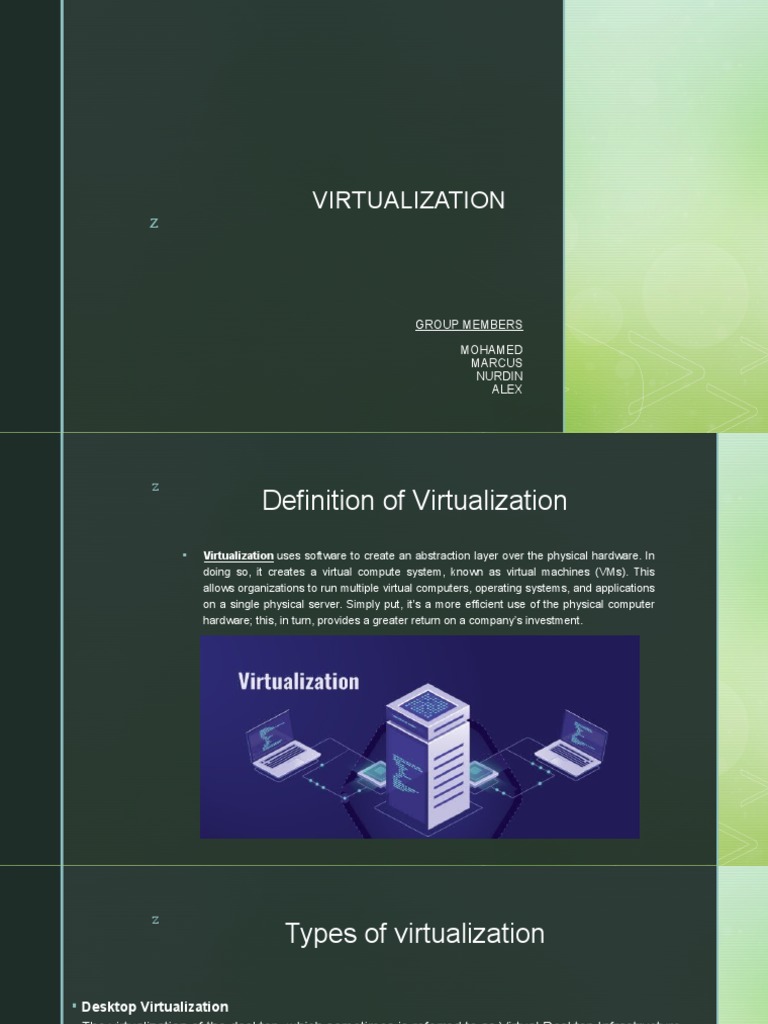 Virtualization Group Presentation | PDF | Virtualization | Virtual Machine