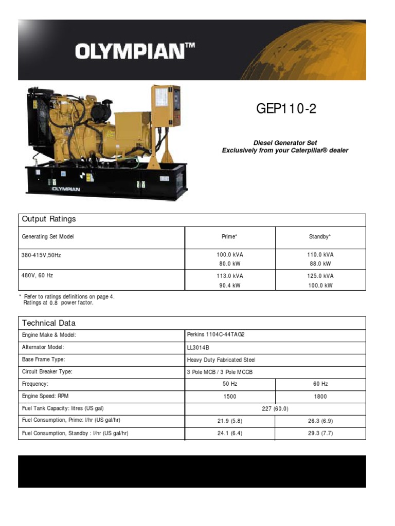 Olympian GEP Serie GEP110-2 | PDF | Diesel Engine | Engines