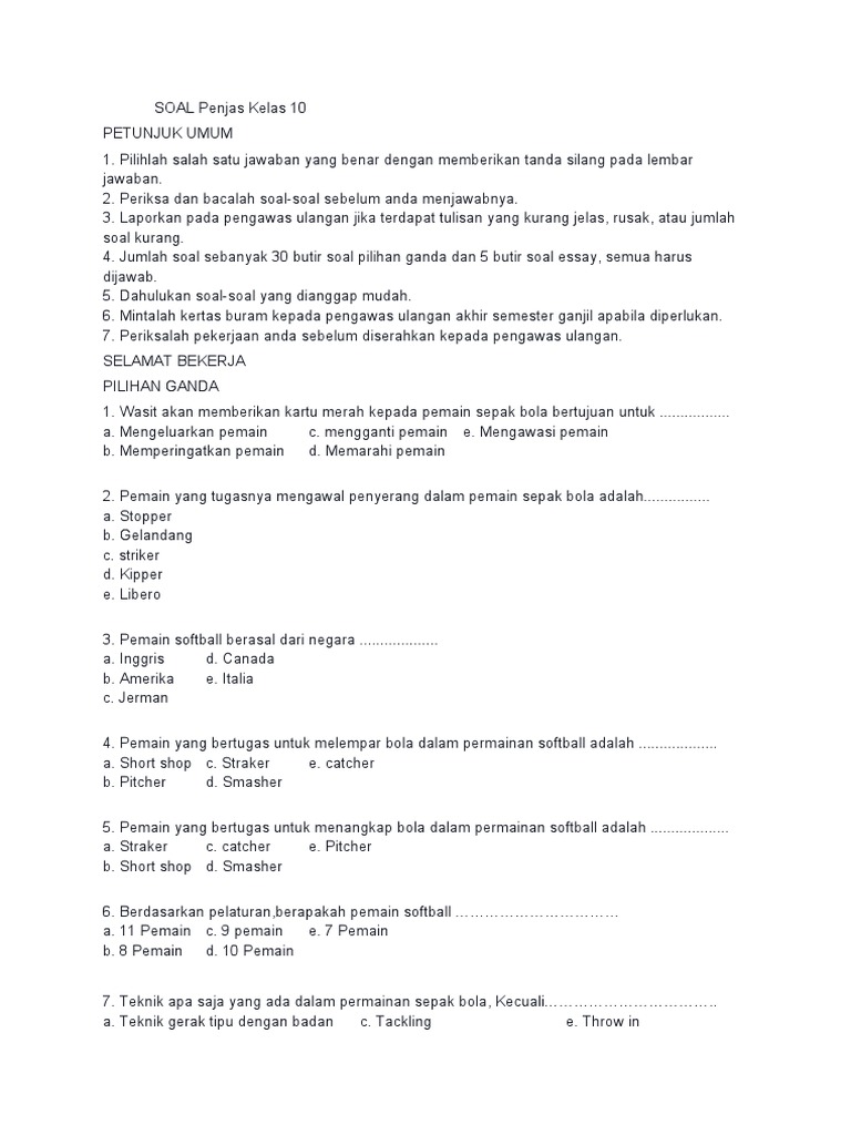 Penjas Kelas 10 | PDF | Karier & Perkembangan | Olahraga & Rekreasi