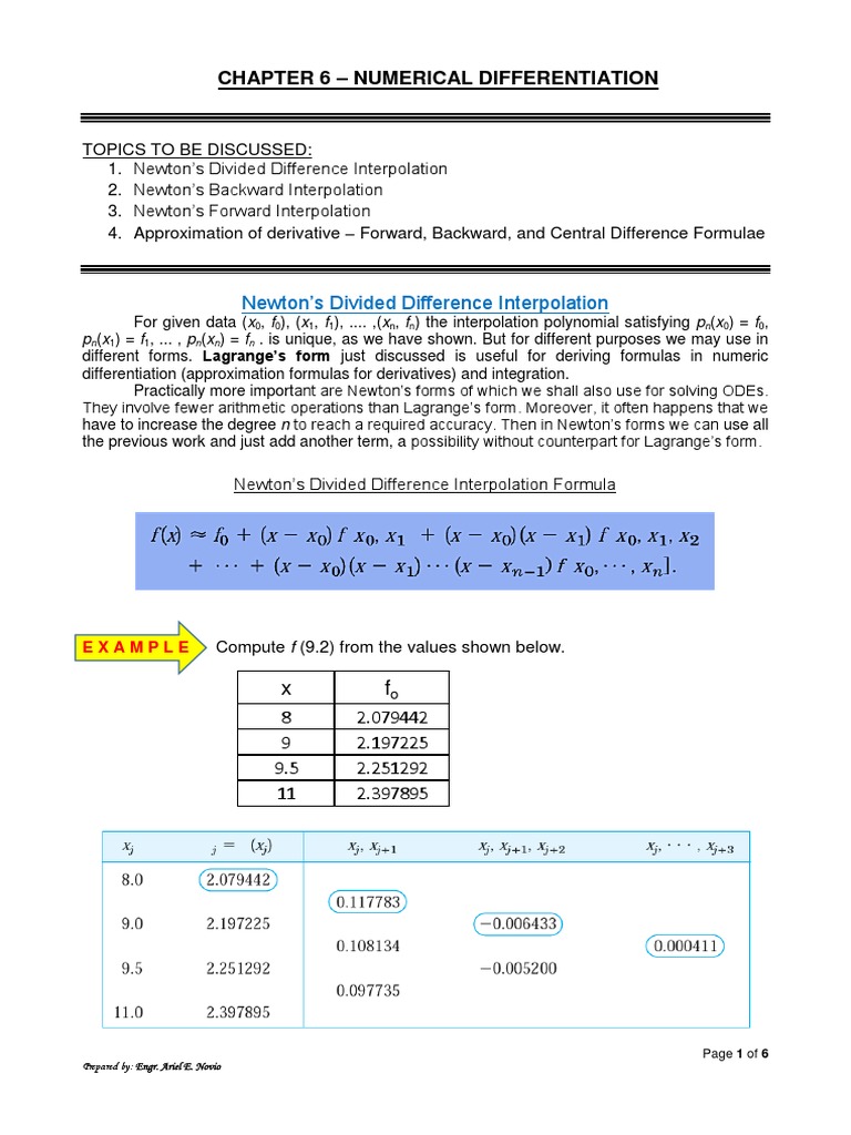 Newton's Numerical Differentiation Methods | PDF | Finite Difference ...