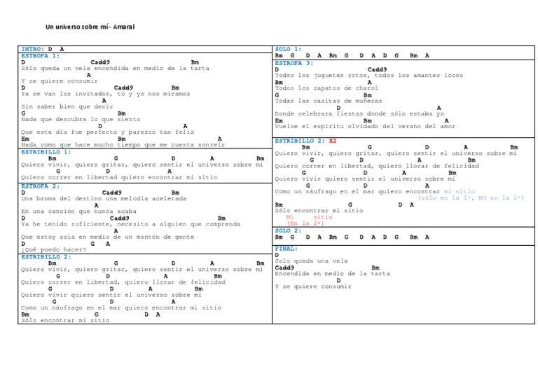 Amaral - Un Universo Sobre Mi | PDF | Entretenimiento (general)