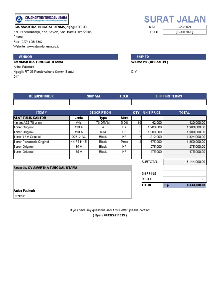 Surat Jalan: Vendor Ship To | PDF | Intellectual Works | Intellectual ...