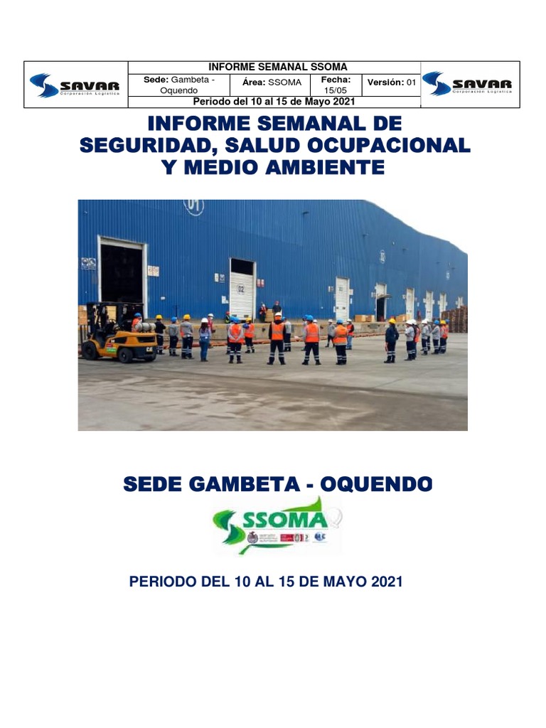 Informe de Seguridad, Salud Ocupacional y Medio Ambiente de la Semana del 10 al 15 de Mayo en la ...