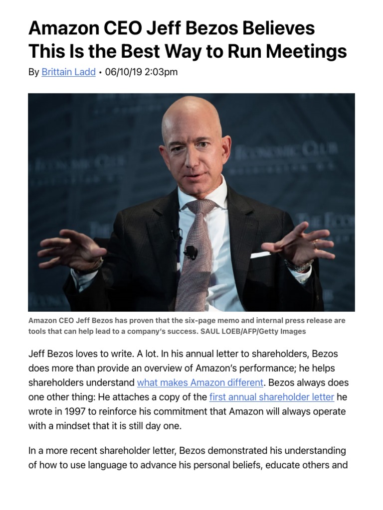 Amazon CEO Jeff Bezos Proves Memos, Press Releases Lead To Success ...