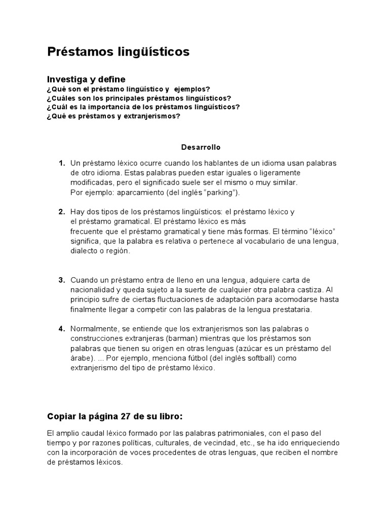 Préstamos Lingüísticos | PDF | Léxico | Lingüística