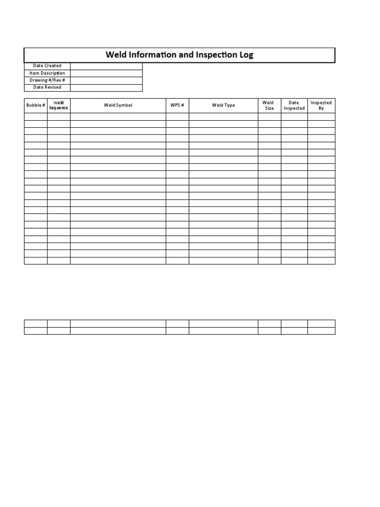 Weld Inspection Log Template | PDF