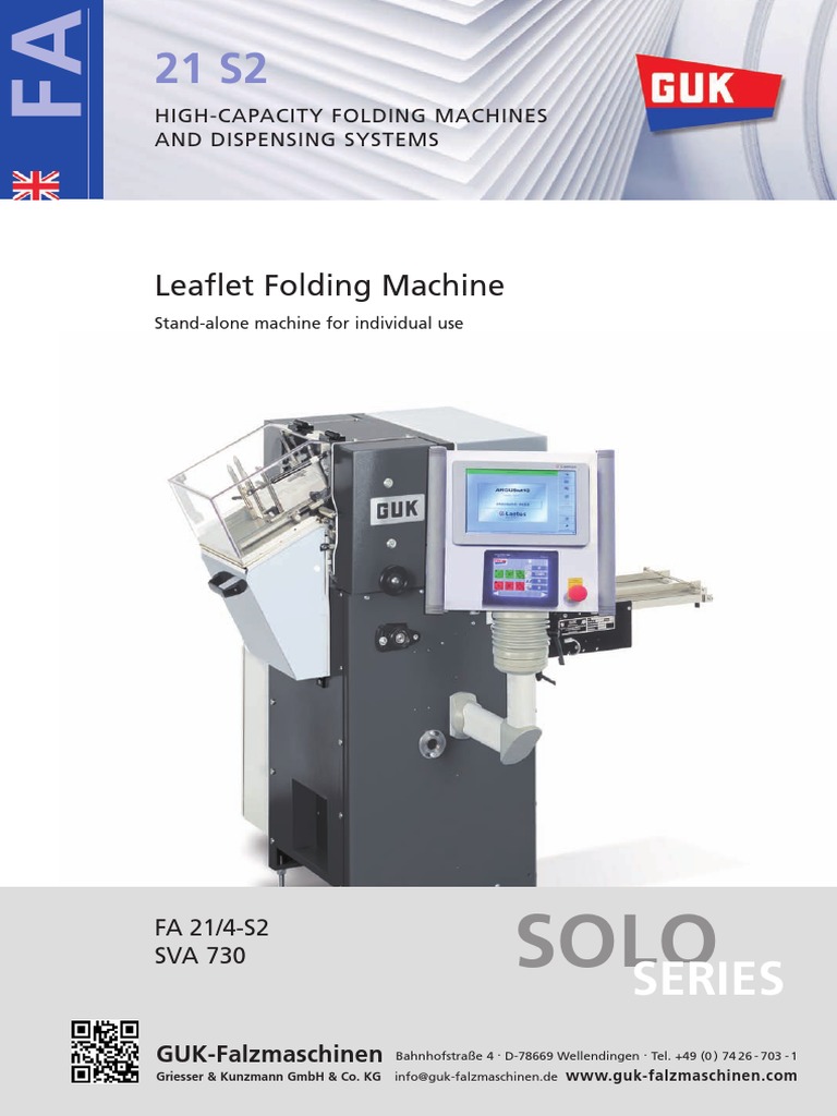 GUK Leaflet Folding Machine FA 21 S2 | PDF | Manufactured Goods | Computing