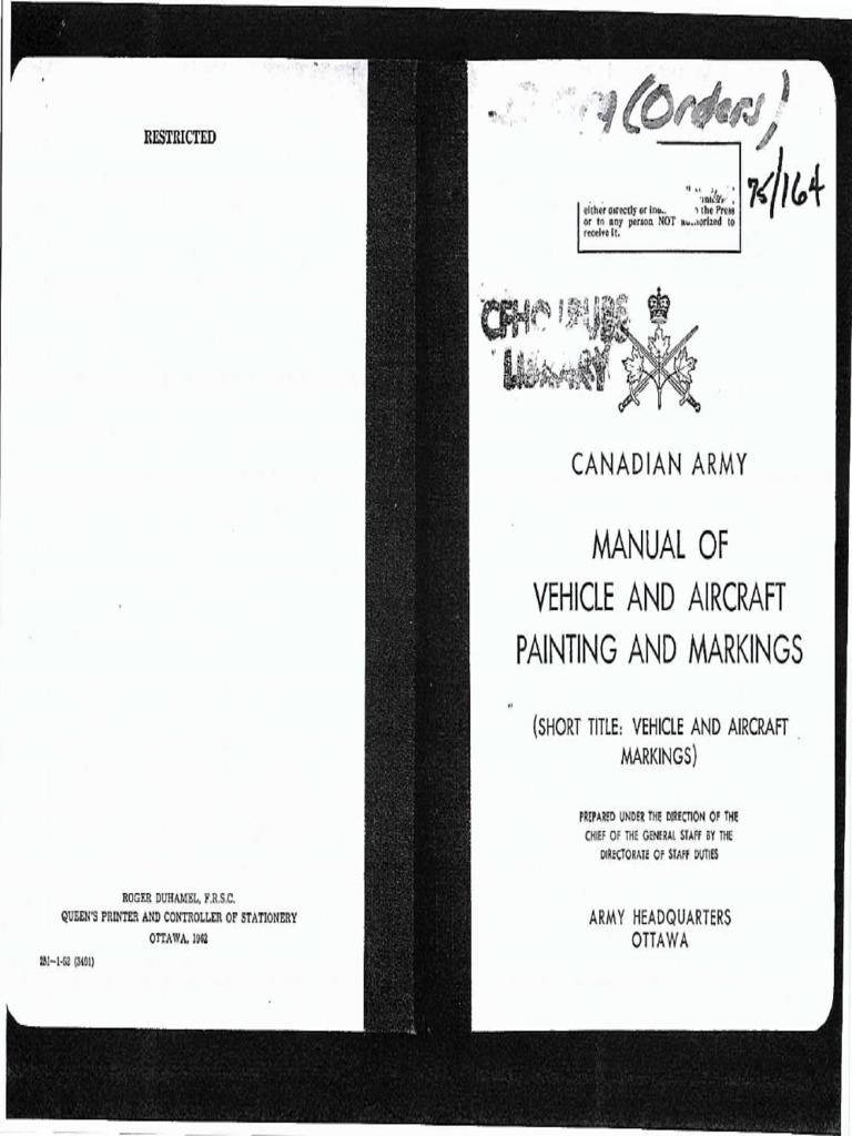Canadian Army Manual of Vehicle and Aircraft Painting and Markings ...