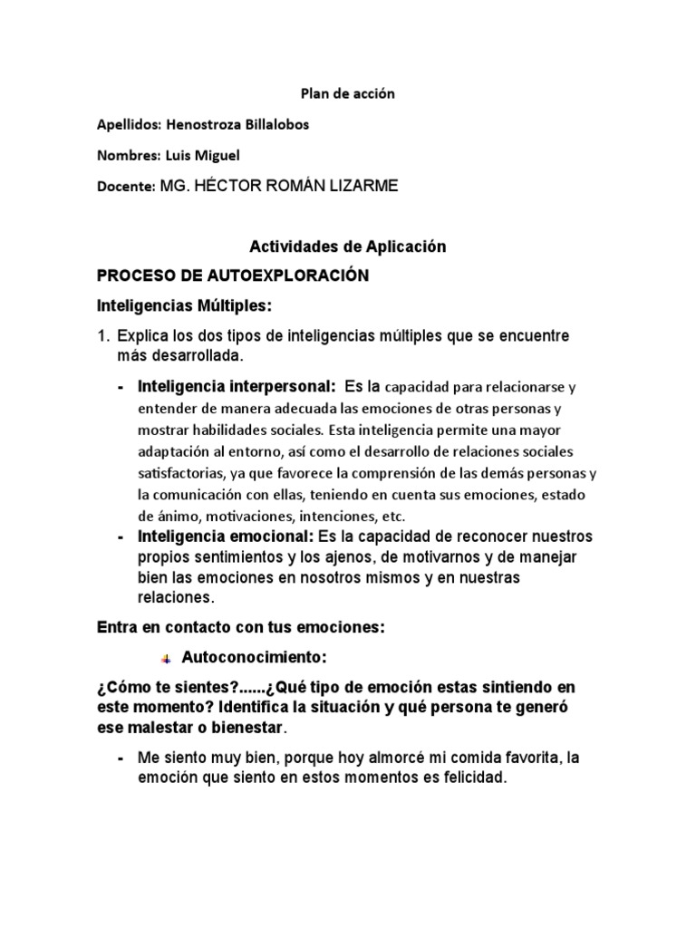 Plan de Acción Edit | PDF | Inteligencia emocional | Las emociones