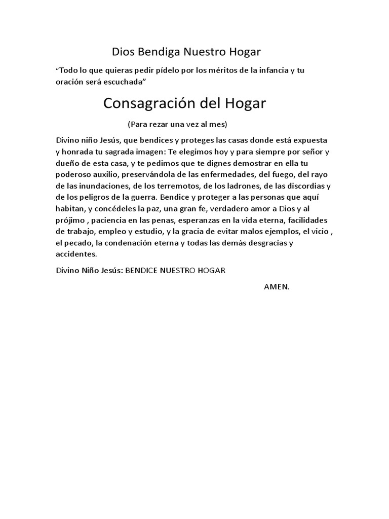 Dios Bendiga Nuestro Hogar | PDF