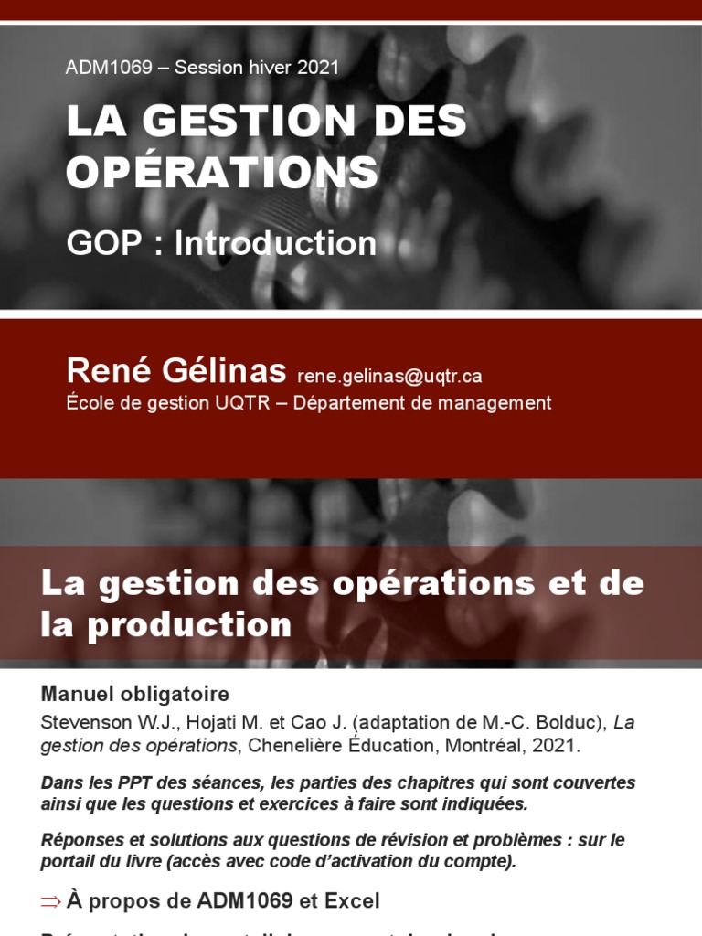 Introduction à la gestion des opérations | PDF | Logistique | Planification