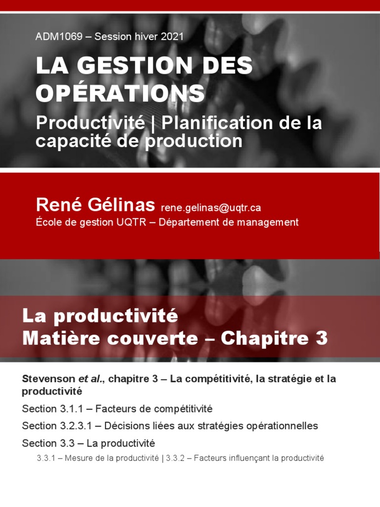 C3&10 Gestion Des Operations | PDF | Gestion de la chaîne logistique | Production et fabrication