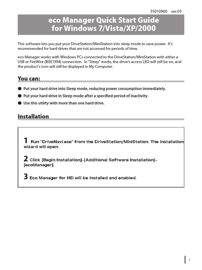 Eco Manager Quick Start Guide For Windows 7/Vista/XP/2000: You Can | PDF | Personal Computers ...