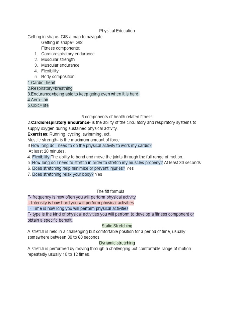 Physical Education Vocabulary | PDF | Flexibility (Anatomy) | Muscle