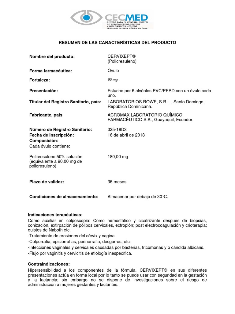 035-18d3 Cervixept | PDF | Vagina | Proteínas