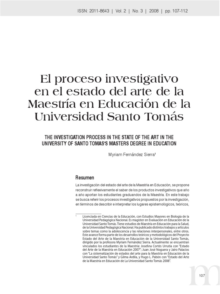 El Proceso Investigativo en El Estado Del Arte de La Maestría en ...