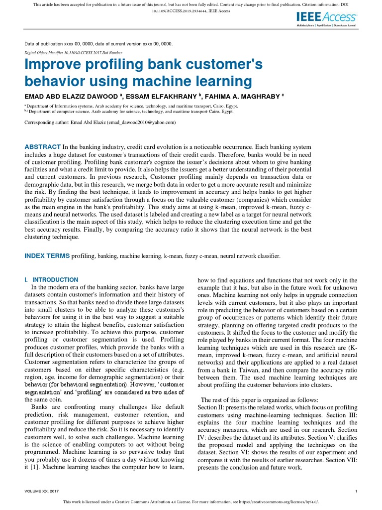 Improve Profiling Bank Customer Behavior Using ML | PDF | Cluster ...