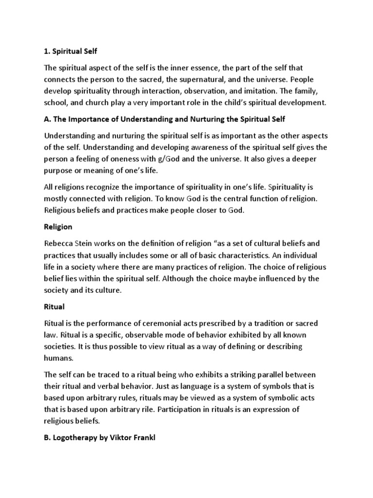 Understanding the Spiritual Self | PDF | Spirituality | Rituals