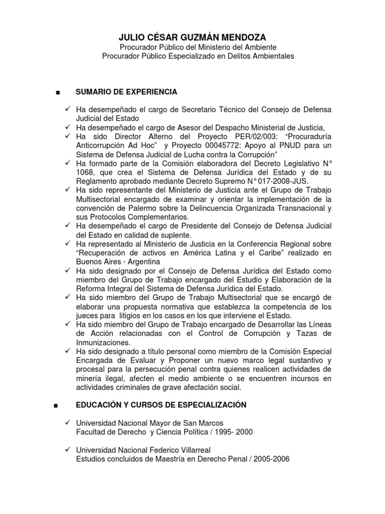 Julio César Guzmán Mendoza CV | PDF | Justicia | Crimen y violencia