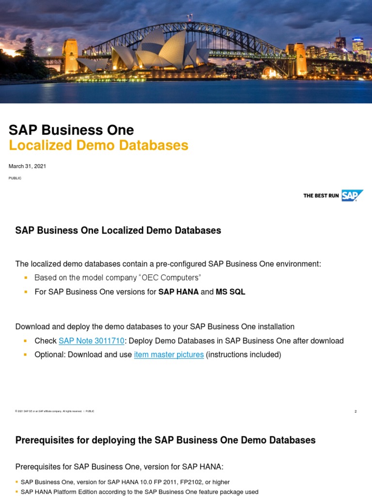 SAP Business One: Localized Demo Databases | PDF | Databases | Data ...