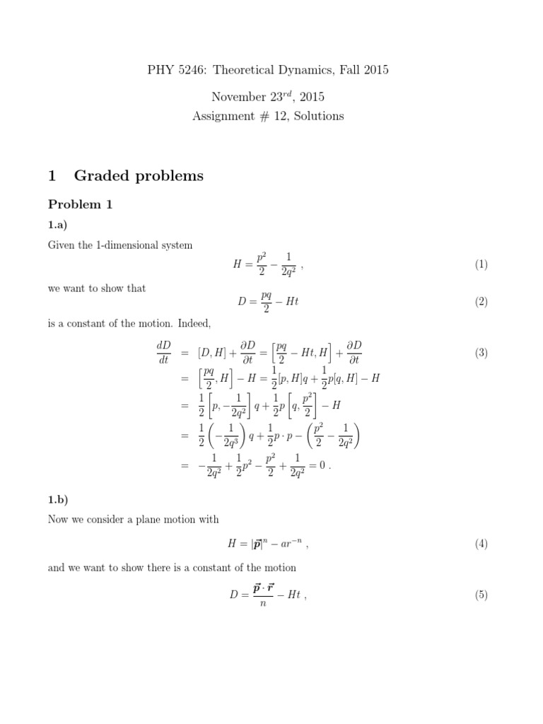hw12 Sol | PDF | Hamiltonian Mechanics | Classical Mechanics