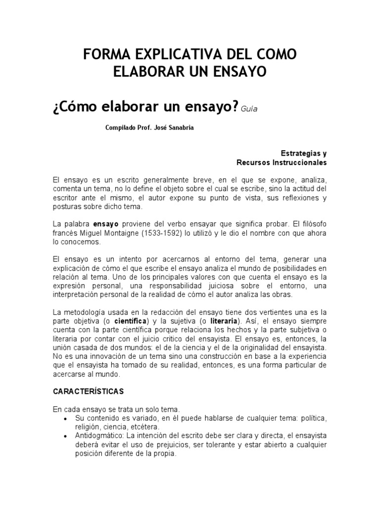 Como Elaborar Un Ensayo | PDF | Ensayos | Science