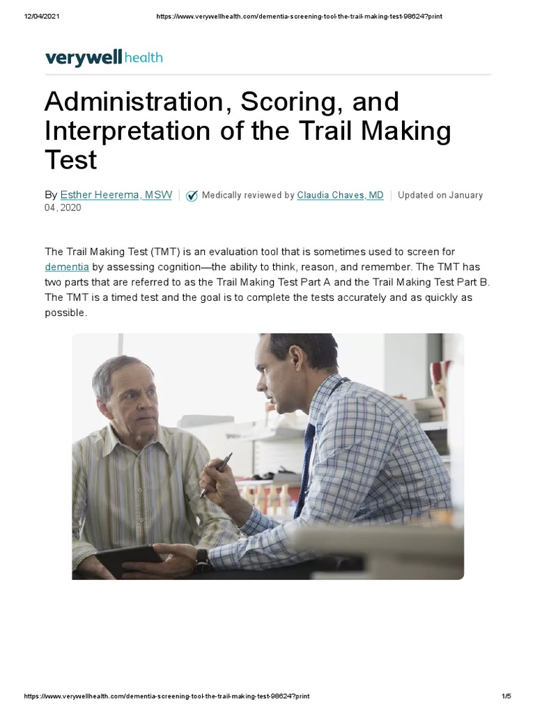 Trail Making Test: Admin & Scoring Guide | PDF | Dementia | Executive ...